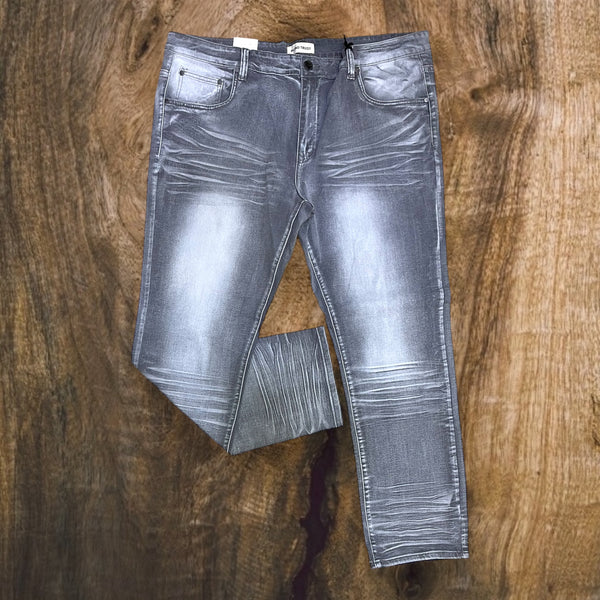 BTP24082X - Big Men's Washed Clean Look Denim Slim-Fit Stretch Jeans ...
